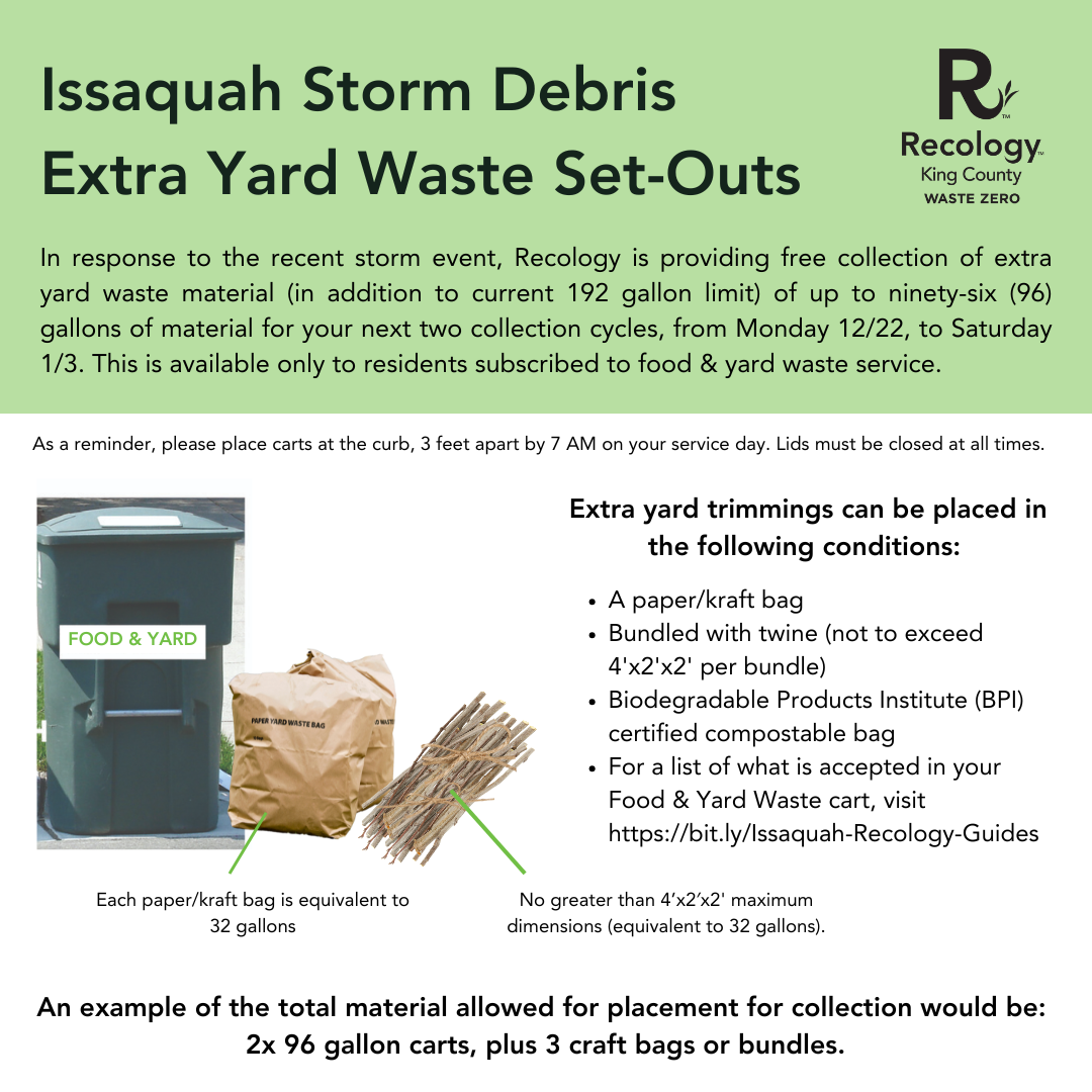 Issaquah No-Cost Extra Yard Waste Collection & Storm Debris Tips | Recology